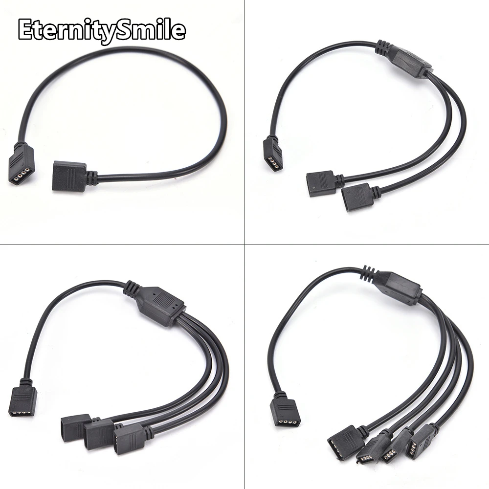 4-Pin-RGB-Splitter-Convert-Cable-Connector-Two-Three-Four-Way-Black ...