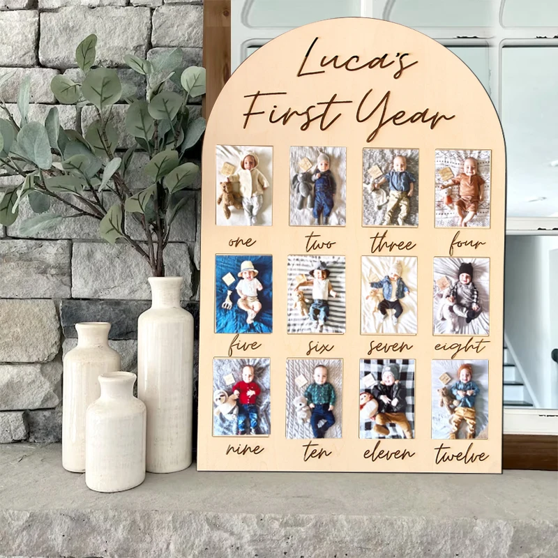 One-Year-Of-Baby-Photo-Board-Prop-First-Birthday-Photo-Board-One-Year ...