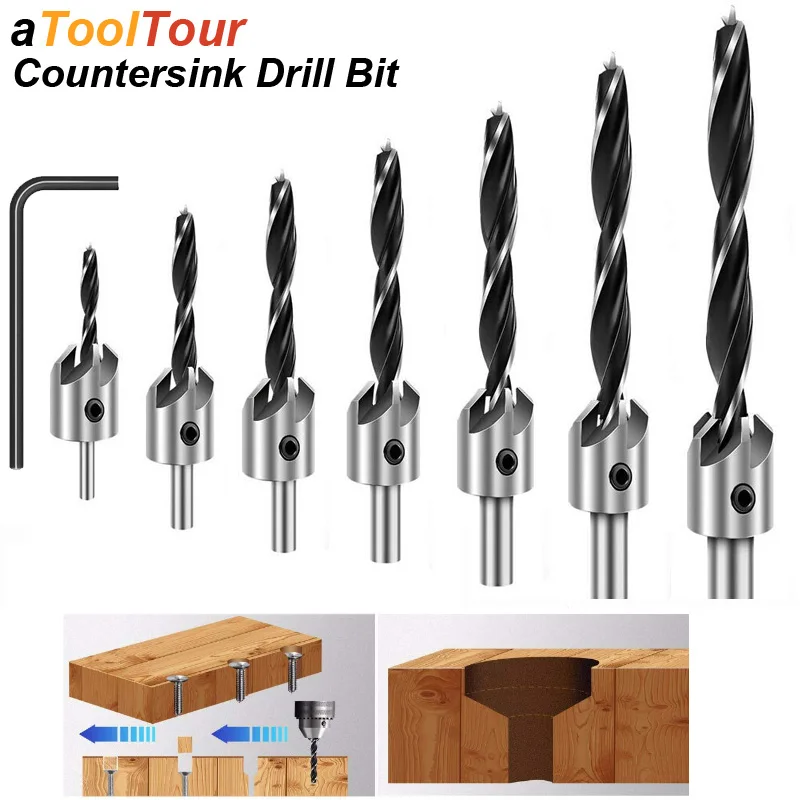 Verzinkboor-Boor-Set-Hoge-Snelheid-Staal-Voor-Hout-Afschuining-Saai ...