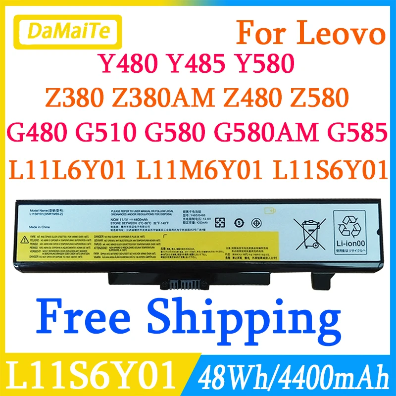 Laptop-Battery-for-Lenovo-IdeaPad-Y480-Y580-G580-G485-G410-G400-G510 ...