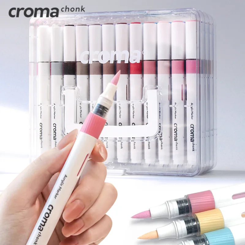 Croma-72-Colors-Acrylic-Paint-Marker-Brush-Tip-Pens-Waterproof-Alcohol ...