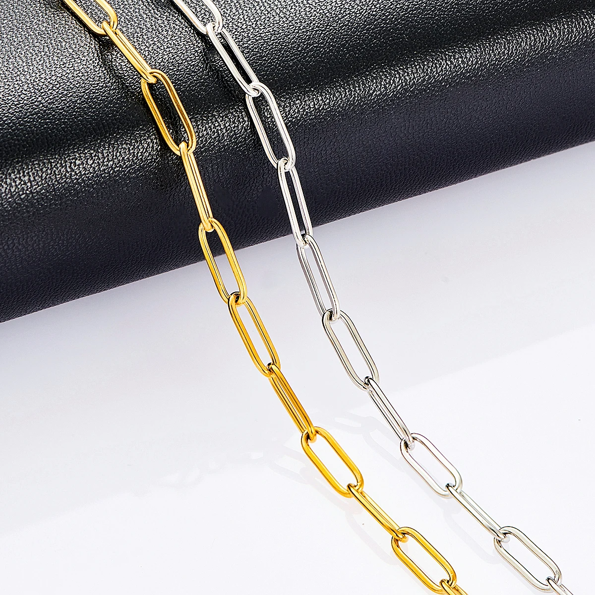 High-Quality-Gold-Silver-Color-Stainless-Steel-Paperclip-Chain-Men-and ...
