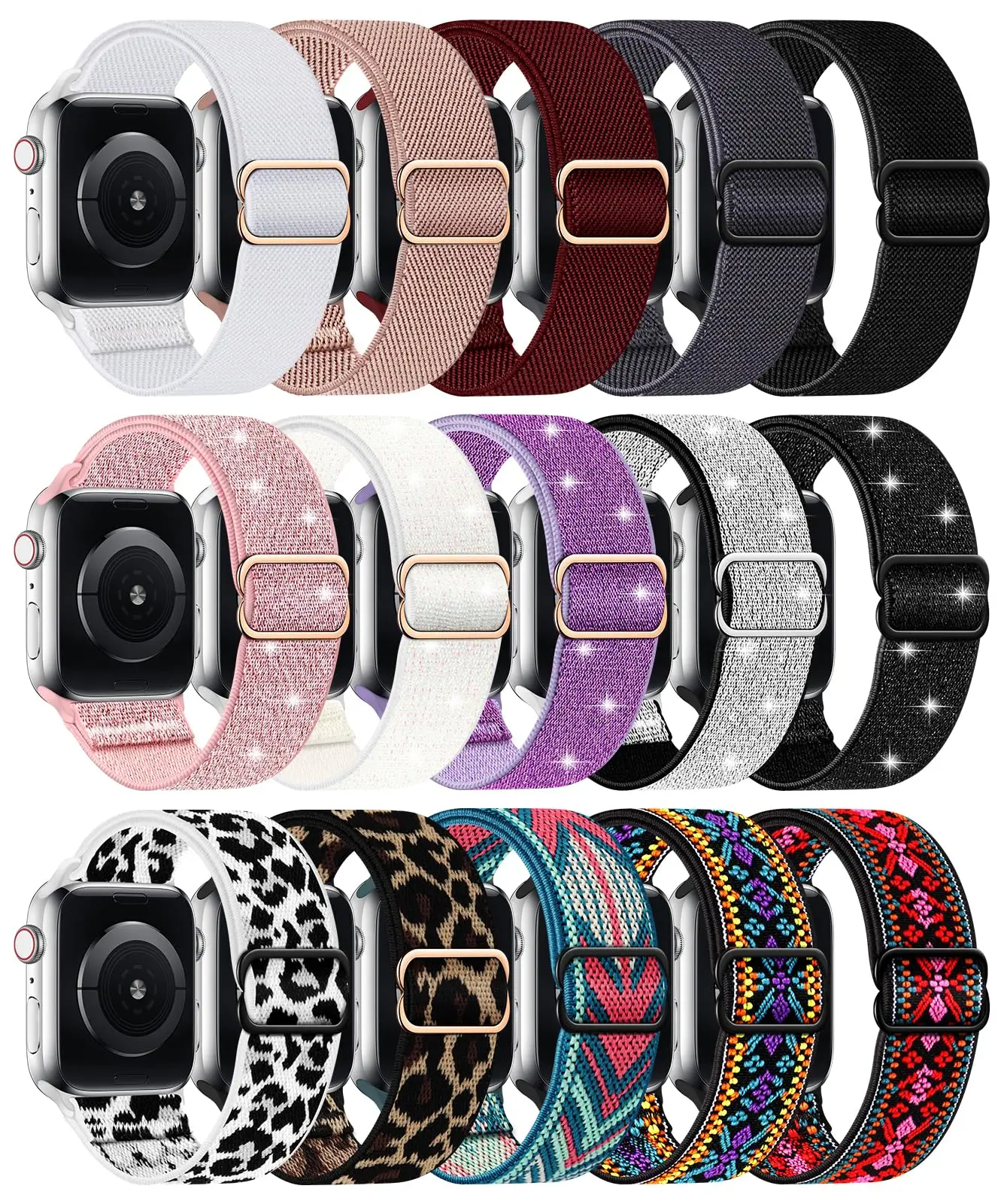 Elasticity Nylon Strap for Apple Watch Bands Series 10 46mm 44mm 40mm ...