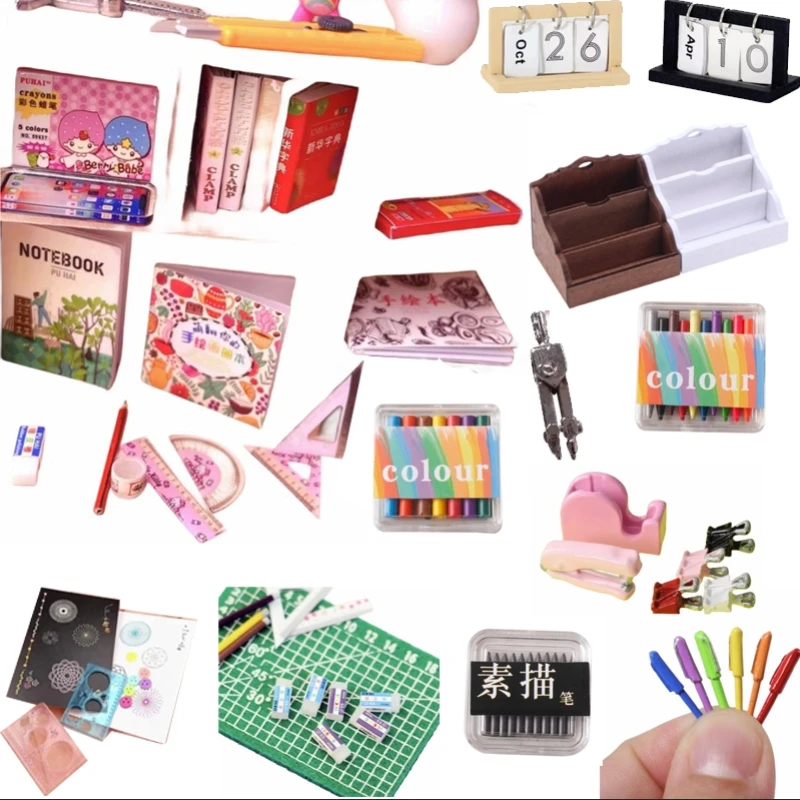 Miniature-Stationery-Ruler-Crayon-Model-Mini-School-Supplies-Book-Bag ...