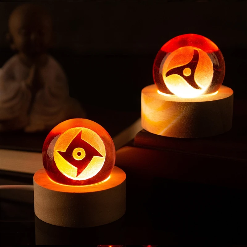 Anime Sharingan Crystal Ball Set 7pcs With LED Light Base Creative ...