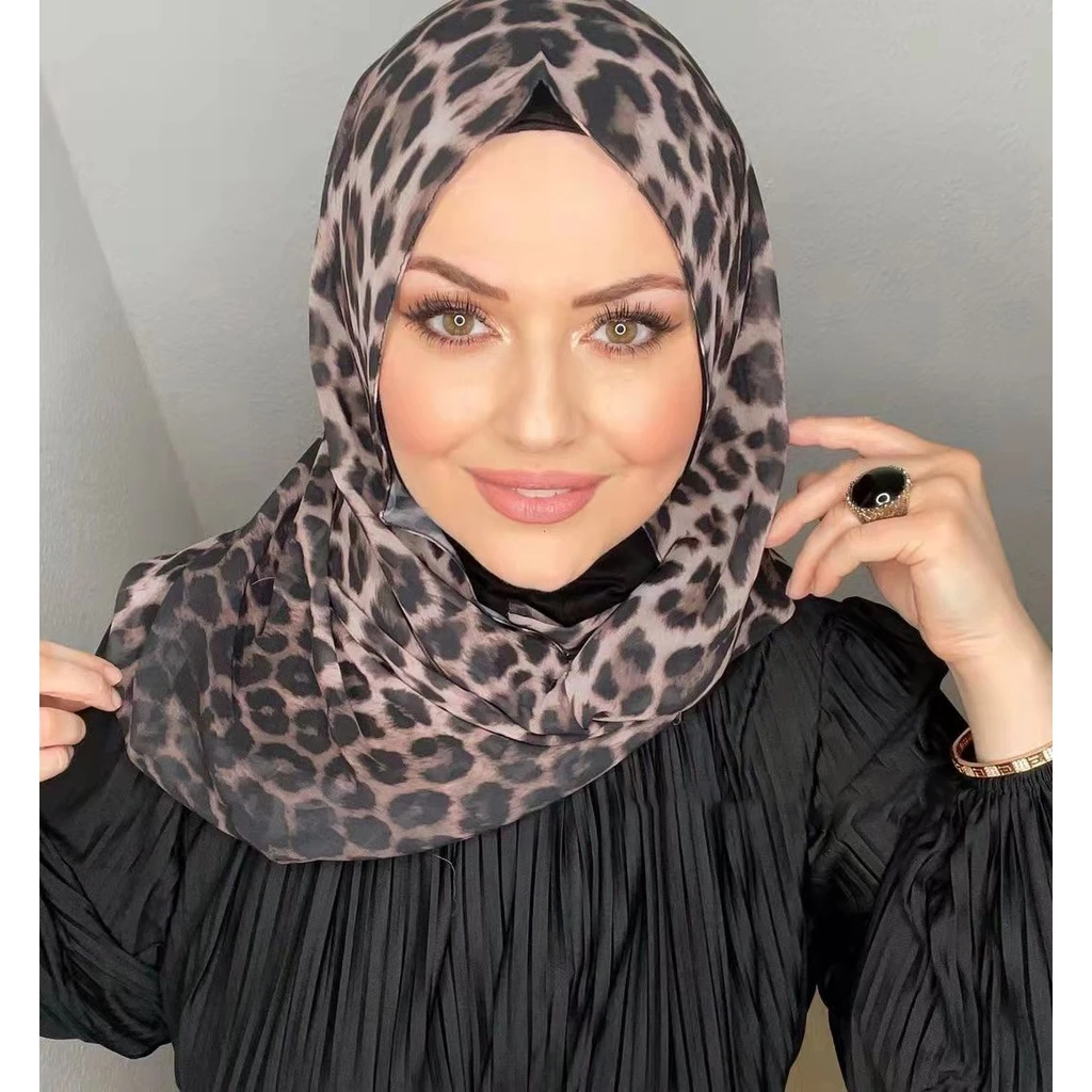 Muslim Black White Chiffon Hijab Robe Dress Jersey Turban Hijab Bottom ...