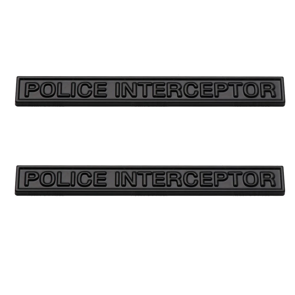 2Pcs POLICE INTERCEPTOR Matte Black Emblem Car Body Trunk Fender Rear ...