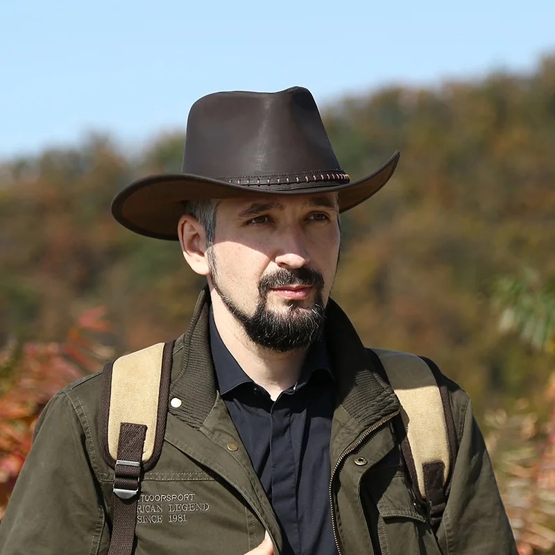 British-Retro-First-Layer-Cowhide-Western-Cowboy-Hat-Outdoor-Knight-s ...