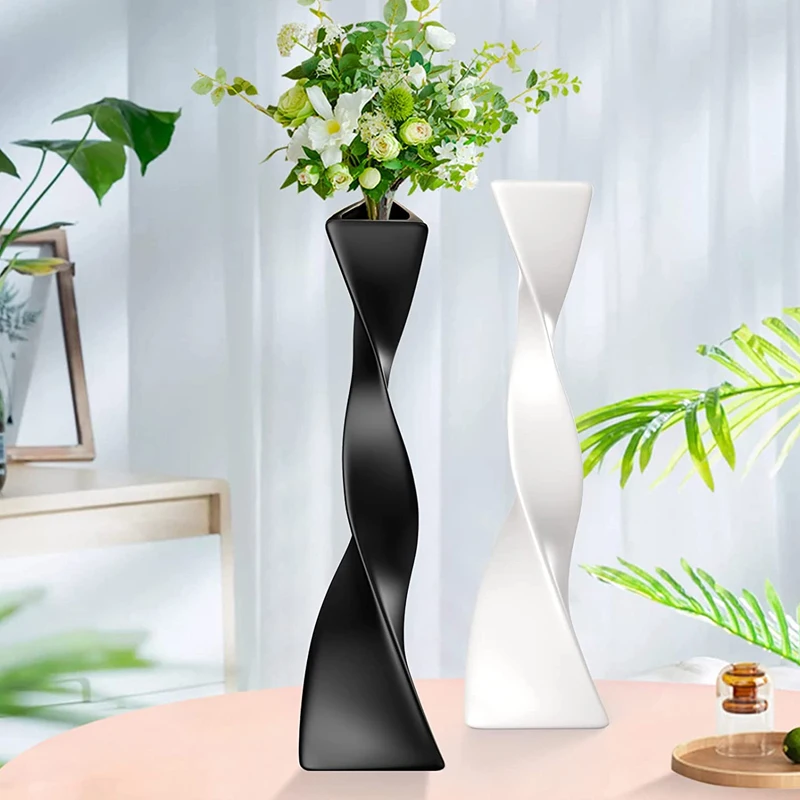Hot-Sale-Nordic-Ceramic-Vase-Modern-Simple-Tall-Slender-Vase-Twisted ...