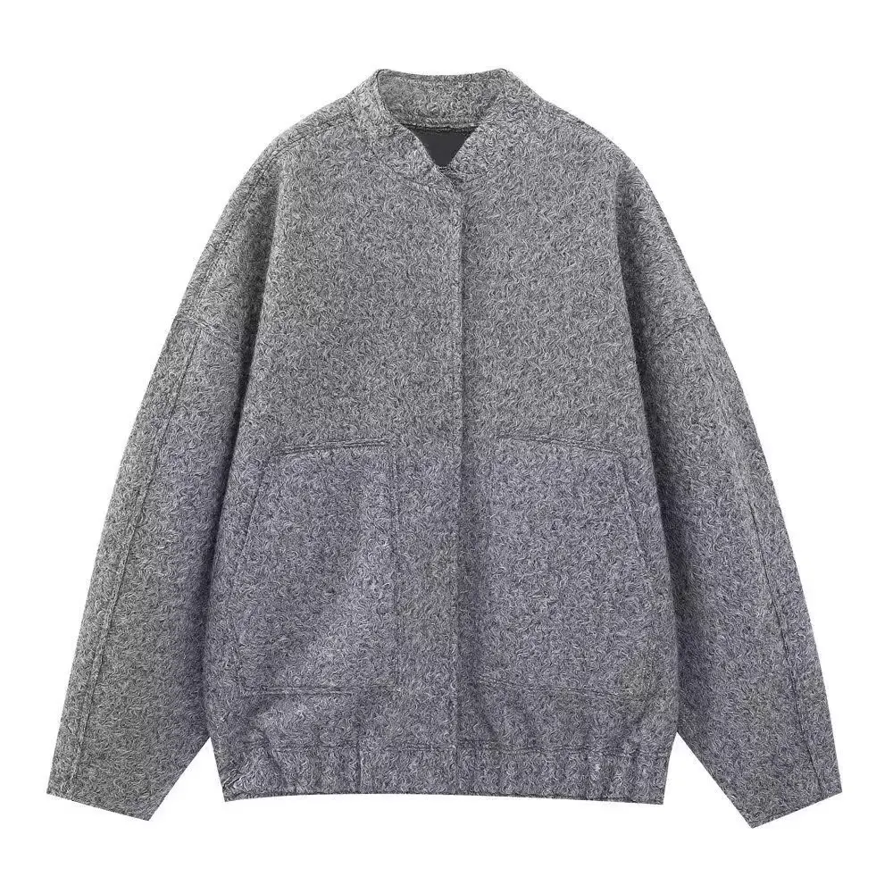 Abrigo-de-manga-larga-con-cuello-levantado-para-mujer-chaqueta-holgada ...
