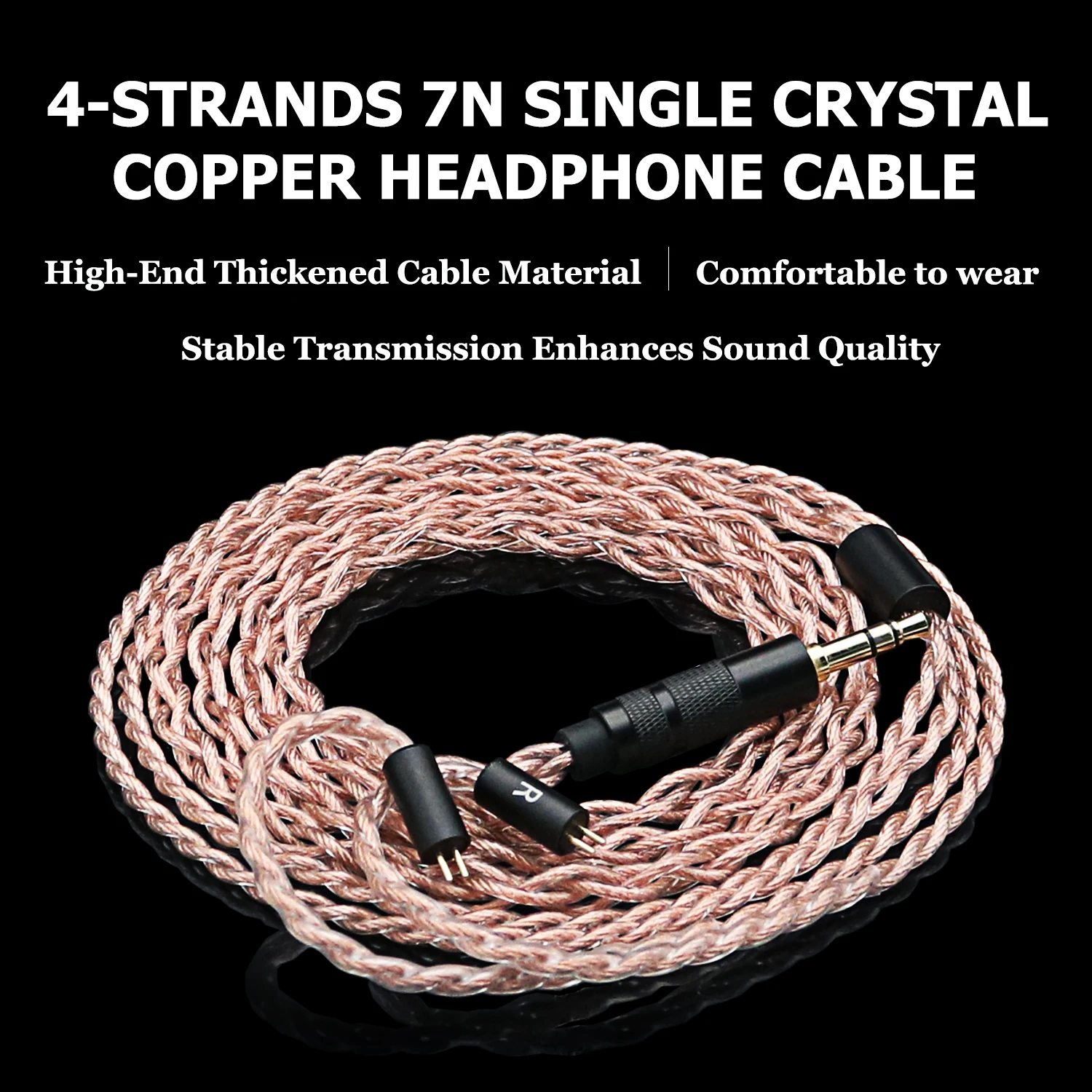 4-Strands Earphones Upgrade Cables High Purity 7N OCC Hybrid Headphones ...