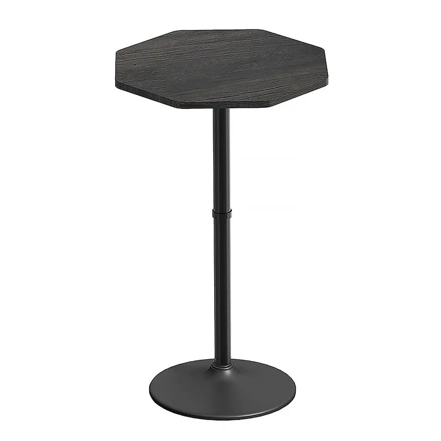 Black Bar Table, Modern Pub Table with Sturdy Metal Base, Octagonal Bar ...