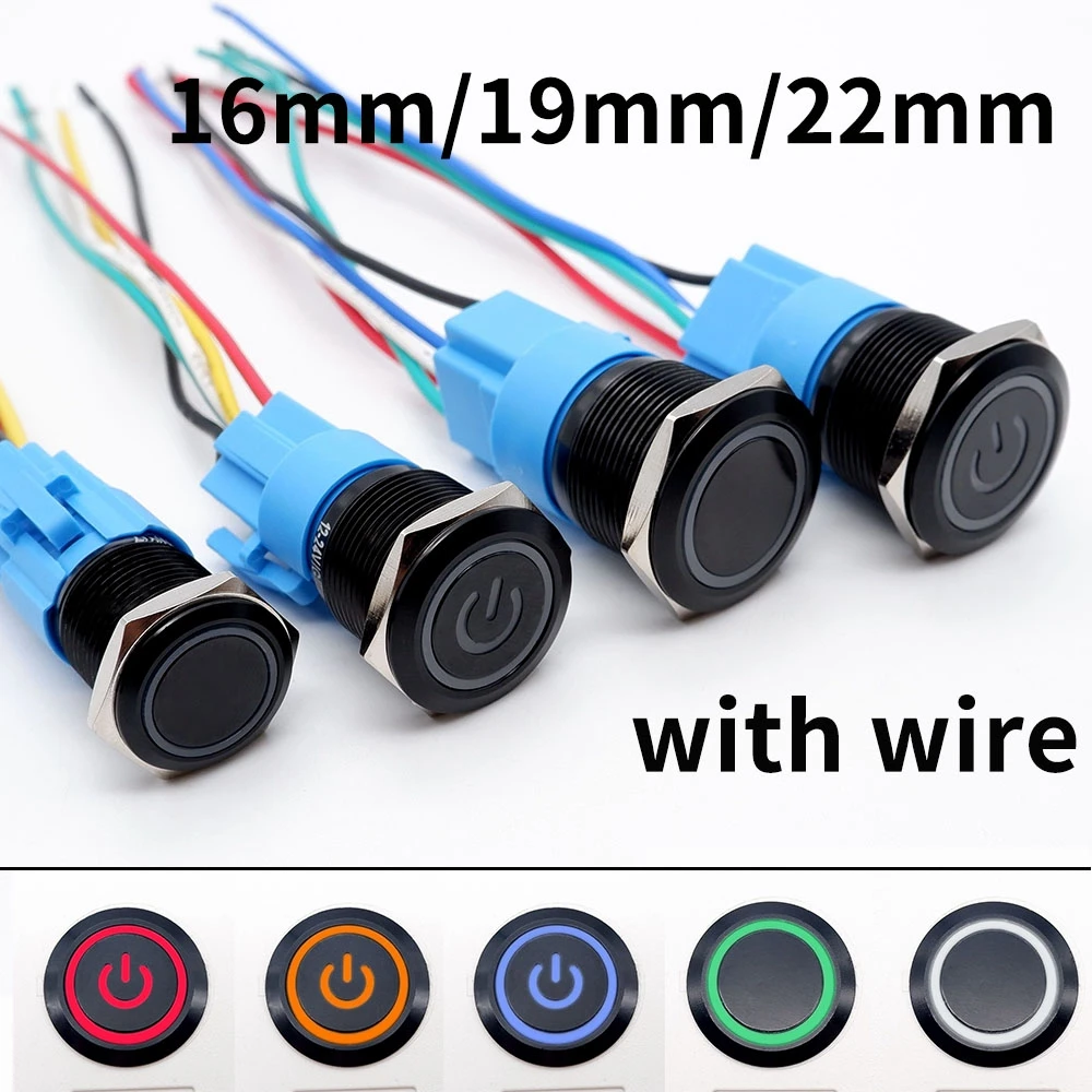 Black-Metal-Push-Button-Switch-16-19-22mm-Led-Light-Waterproof ...