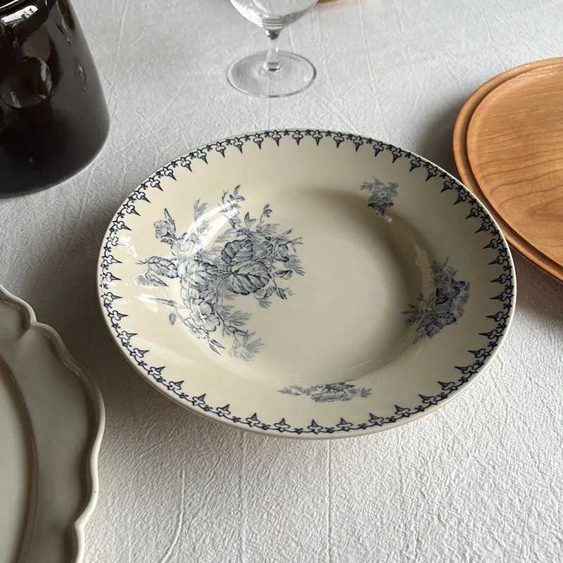 Retro-Ceramic-Western-Deep-Plate-Dish-Pasta-Dish-Dessert-Bowl ...