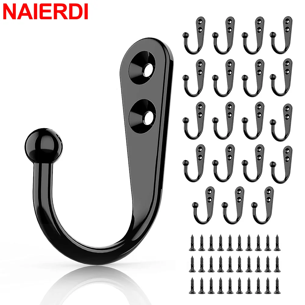NAIERDI-20Pcs-Vintage-Hangers-Hook-Black-Wall-Mounted-Coat-Hooks-Metal ...