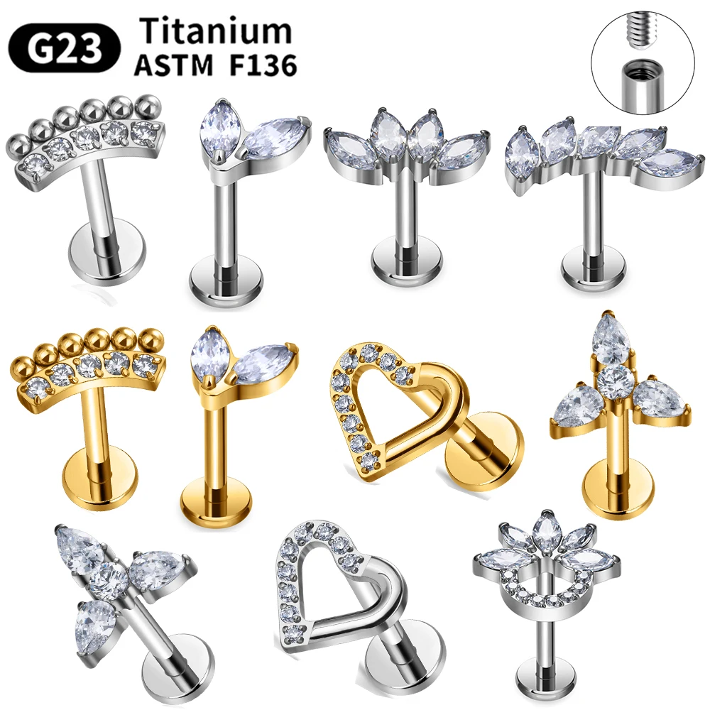 G23-Titanium-16G-Piercing-Labret-Lip-Nasal-nail-Stud-Earring-Internal ...