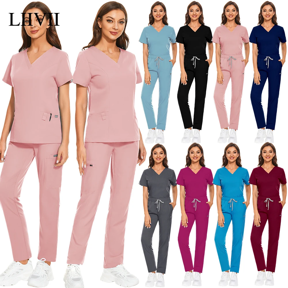 Multicolor-Operating-Room-Scrubs-Set-Doctor-Nurse-Top-Pants-Lab ...