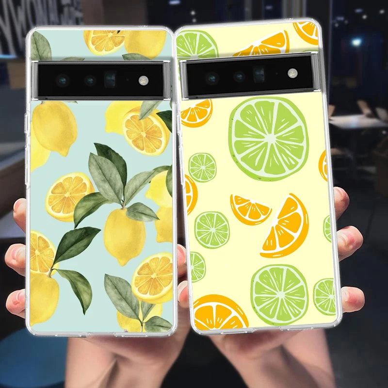 Fruit lemon Transparent Phone Case For Google Pixel 9 8 7 Pro 8A 7A 6A ...