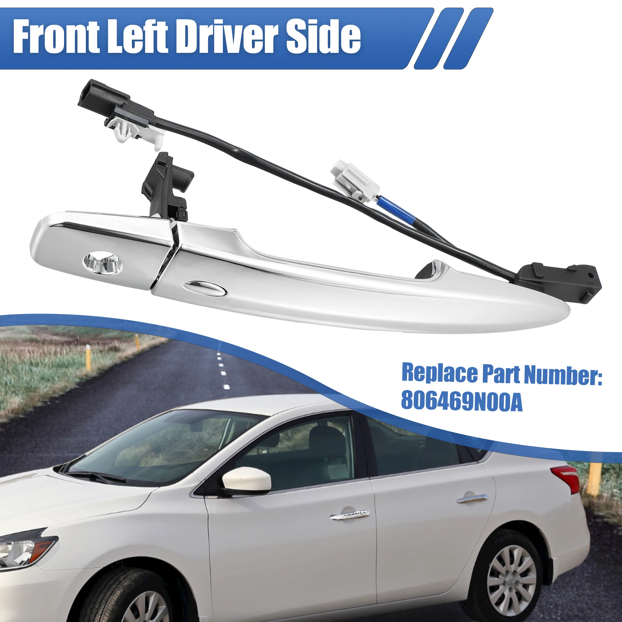 Uxcell-1-Pcs-Exterior-Chrome-Door-Handle-Front-Left-Driver-Side-for ...
