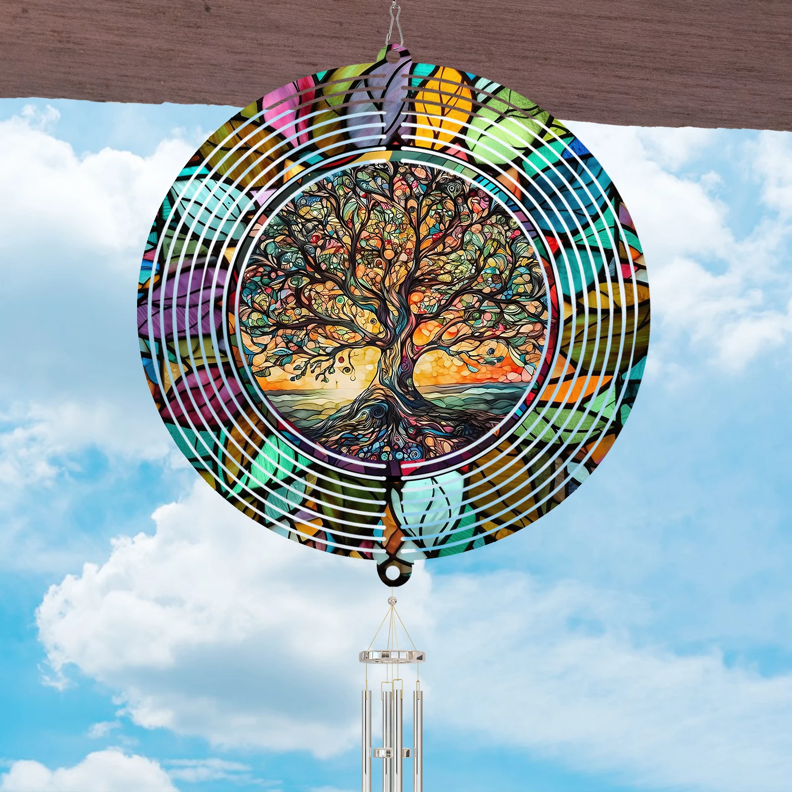 1PC-Tree-of-Life-Metal-Wind-Spinner-Wind-Rotating-Hanging-Chimes-for ...
