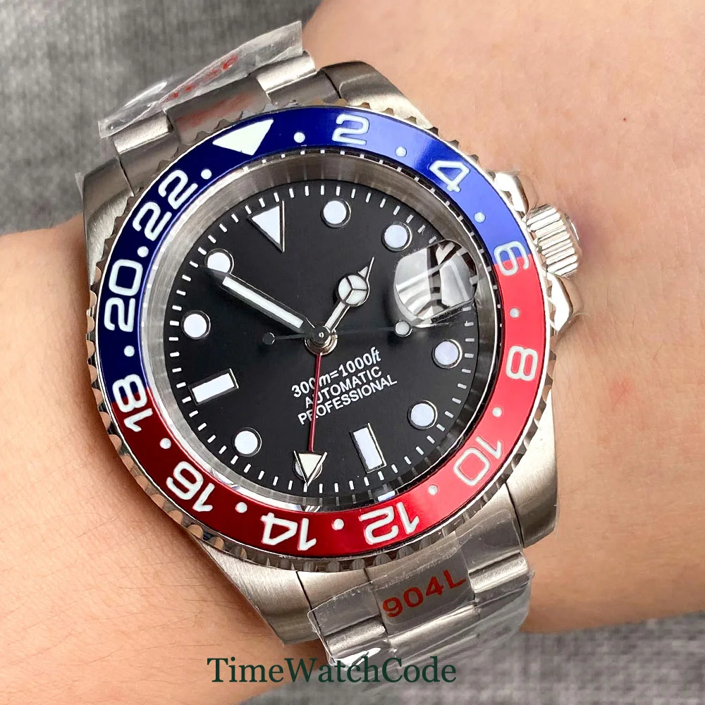 Tandorio 40mm Automatic Watch For Men NH34 GMT Movement BGW9 Super Lume ...