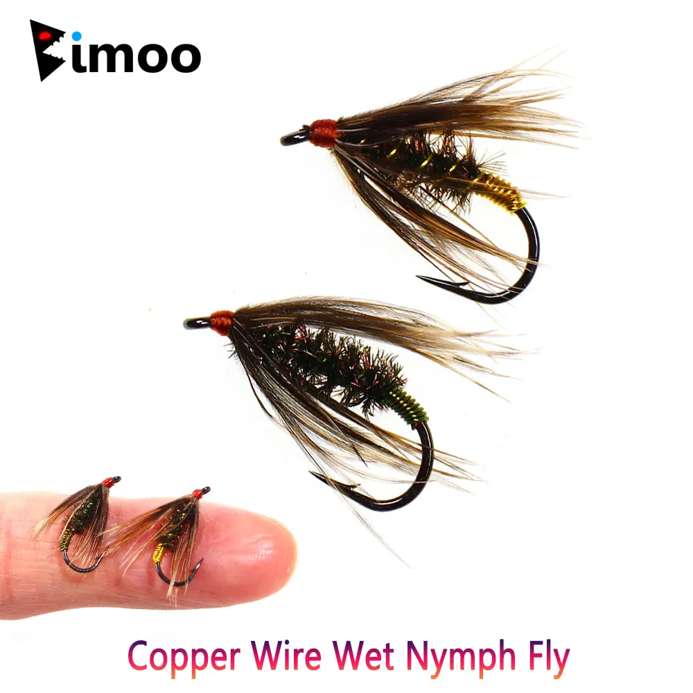 Bimoo 6PCS #12 Pheasant Tail Soft Hackle Copper Wire Wet Nymph Fly ...