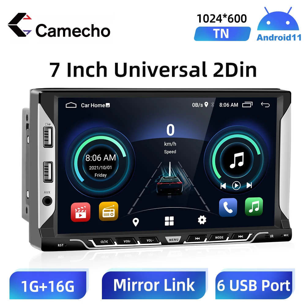 Camecho 2 Din Car Radio Android 11 7 inch Car Multimedia Audio Stereo ...