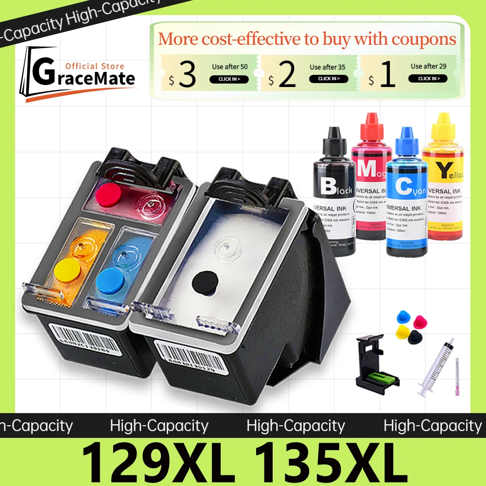 129XL-135XL-Deskjet-6940-6940dt-6943-6980-dt-6980xi-6983-6988-6988dt ...