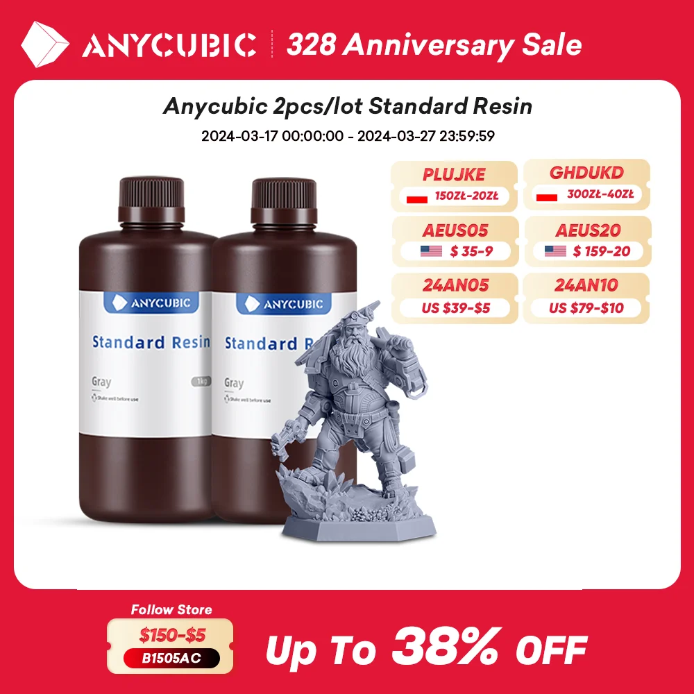 ANYCUBIC-405nm-UV-Resin-For-3d-Printer-For-Photon-Mono-2-Basic-500g-1kg ...