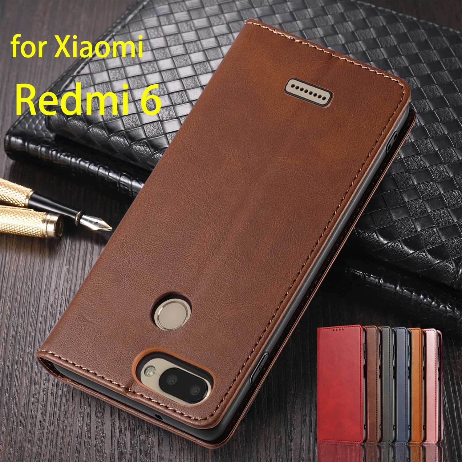 Magnetic Attraction Cover Leather Case for Xiaomi Redmi 6 / Redmi6 Card ...