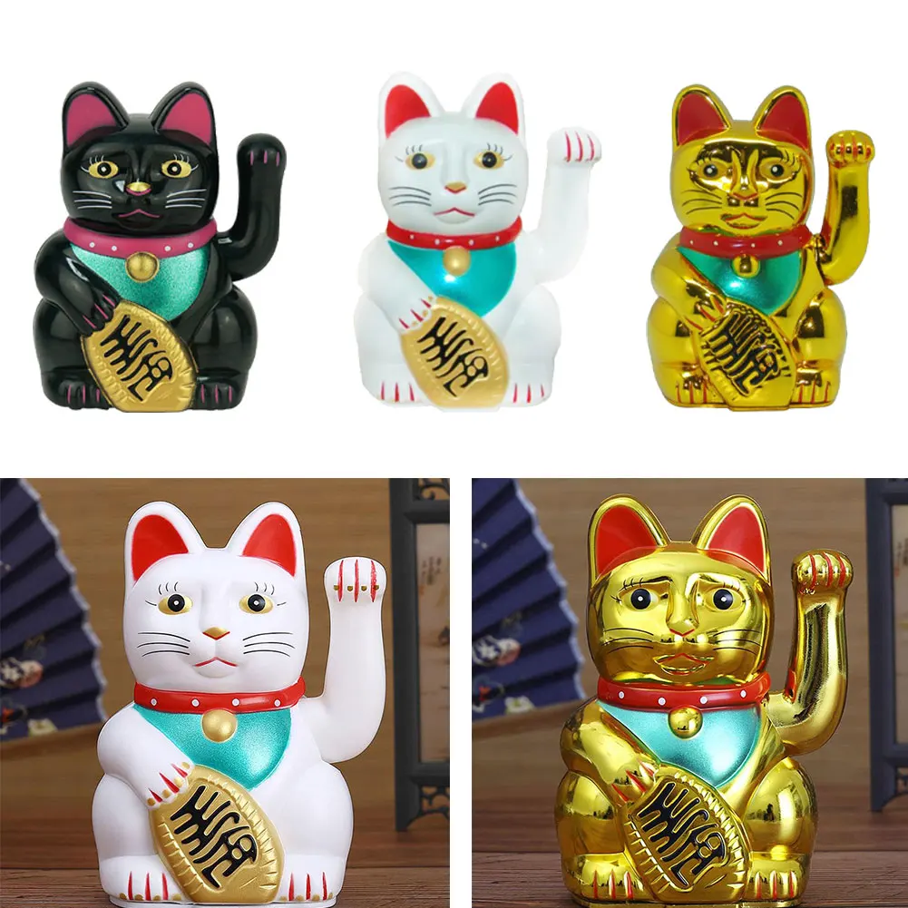 1Pcs Lucky Cat Wealth Waving Hand Cat Gold Maneki Neko Cute Lucky ...