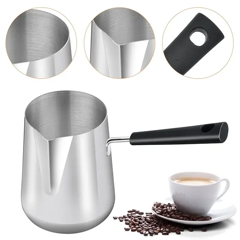 Long-Handle-Turkish-Coffee-Pot-with-Pouring-Spout-Stainless-Steel-Milk ...