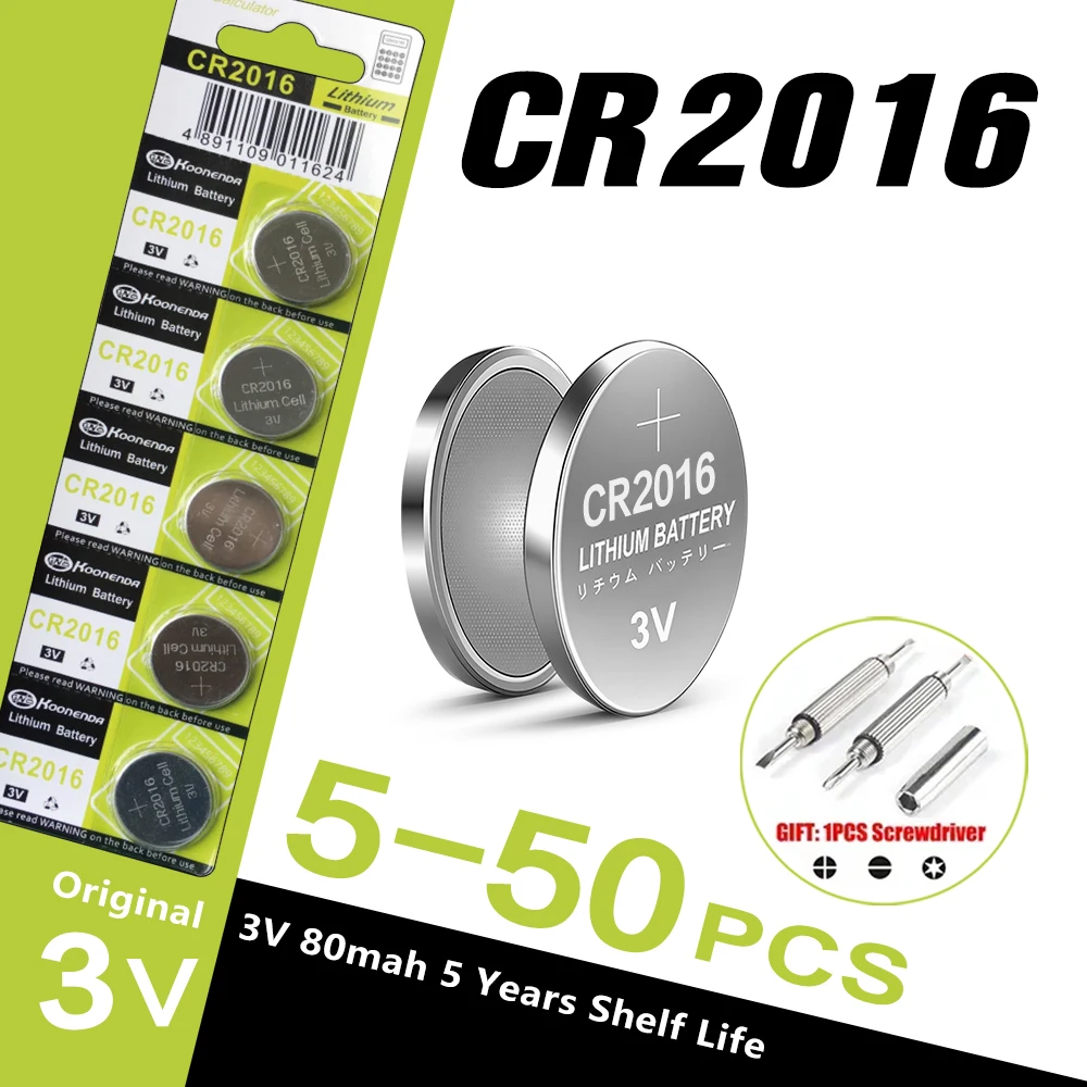 5-50PCS 3V 80mAh CR2016 Button Coin Cell DL2016 ECR2016 BR2016 3V ...