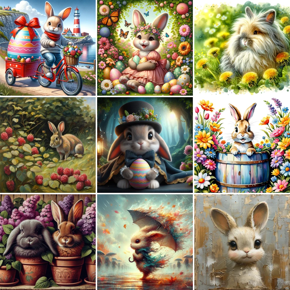 Easter-Rabbit-Painting-By-Number-Arts-And-Crafts-For-Adults-Bedroom ...