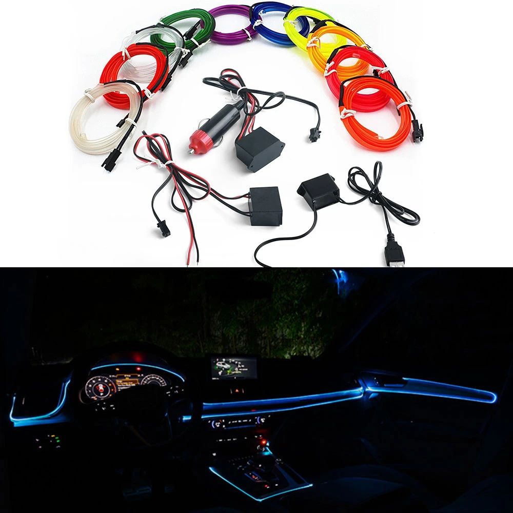 Auto interieur Decoratieve Licht El Bedrading Neon Led Strip Flexibele ...