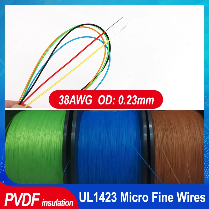 38AWG PTFE سلك نحاسي واحد UL1423 PVDF معزول مطلي بالفضة 1 كابل كهربائي ...