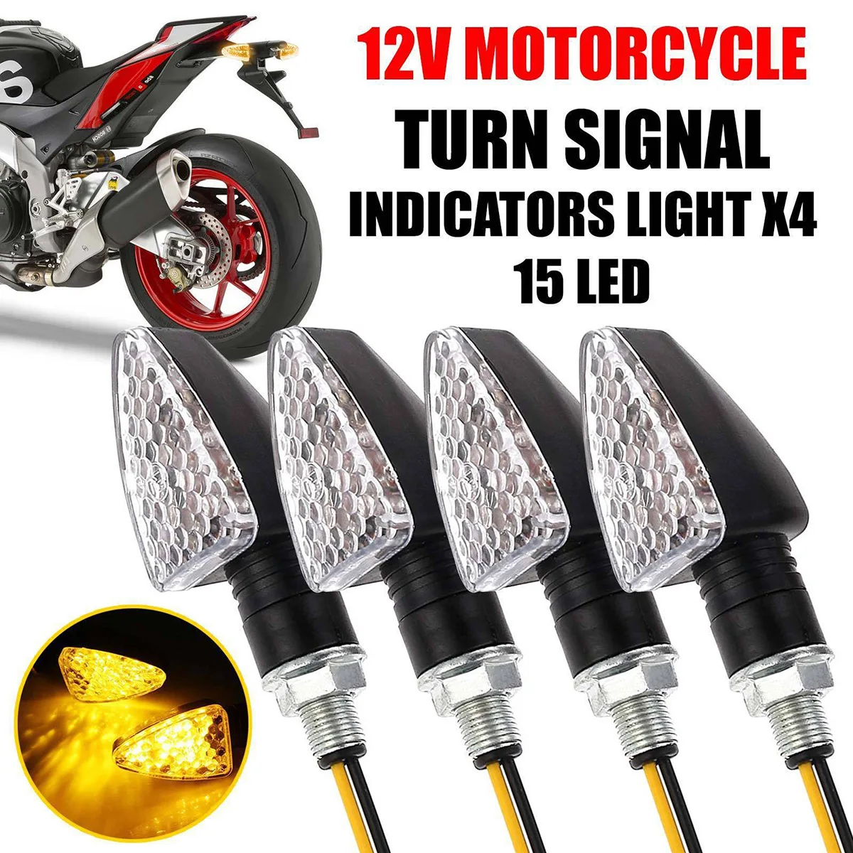 2/4pcs Motorcycle LED Turn Signals Long Short Turn Signal Indicator ...