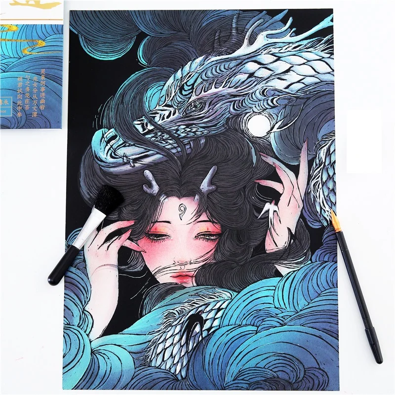 41*28cm Chinese Style Hand Scratch Painting Adult Kids Handmade Diy ...