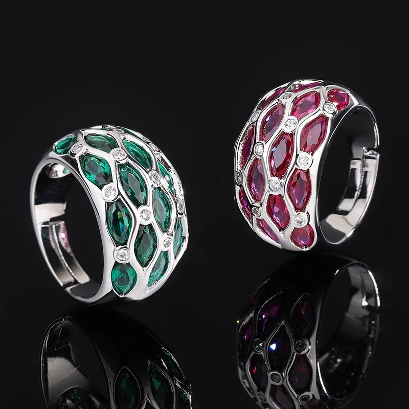 2023-New-Fashion-Luxury-Lab-Ruby-Emerald-Rings-Sterling-925-Silver-Finger-Rings-for-Women ...