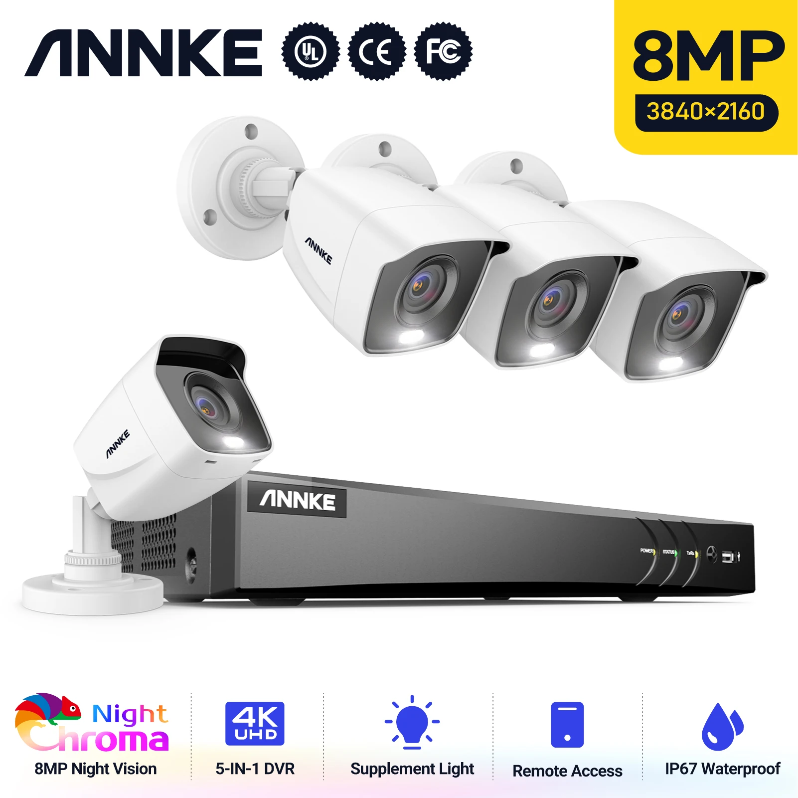 Annke 4k Ultra Fhd Full Color Video Surveillance System 8ch 8mp H.265 ...