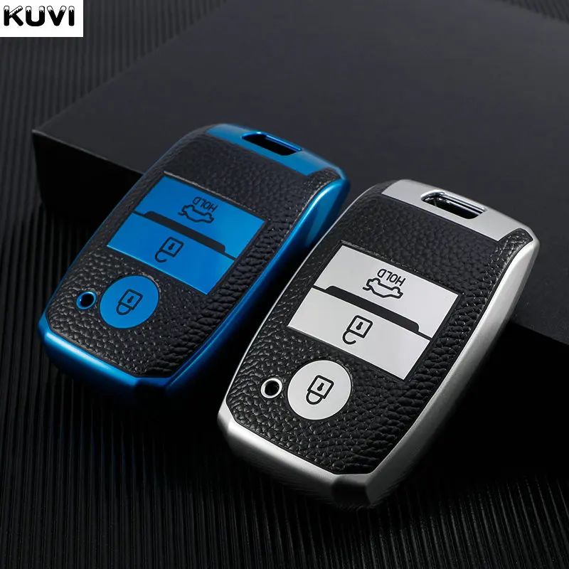 Leather TPU Car Remote Key Case Cover For KIA Rio Rio5 Sportage Ceed ...