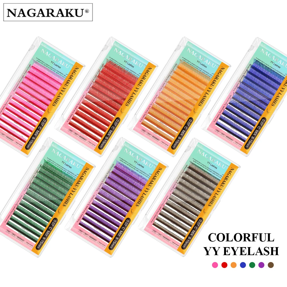 NAGARAKU-Color-YY-Shape-Eyelashes-Extensions-Pink-Red-Blue-Purple-Green ...