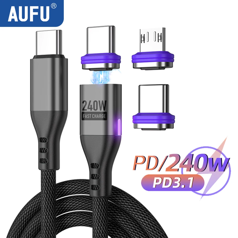 AUFU-5A-Magnetic-USB-Type-C-Cable-For-Macbook-240W-Fast-Charging-Magnet ...