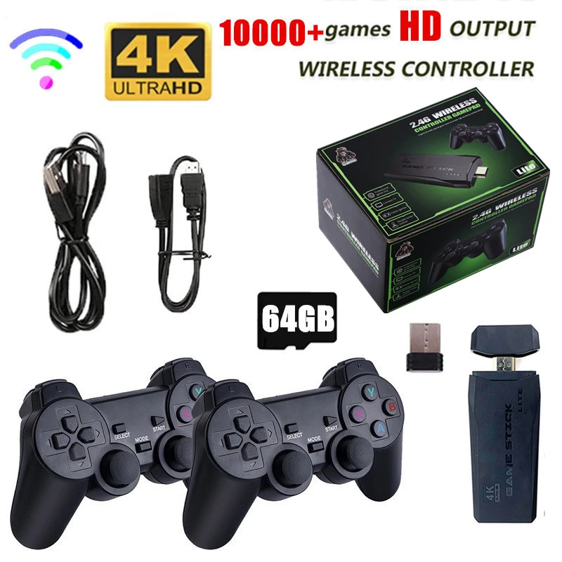 Video Game Console 2.4g Double Wireless Controller Game Stick 4k 10000 Games 64 32gb Retro Games ...