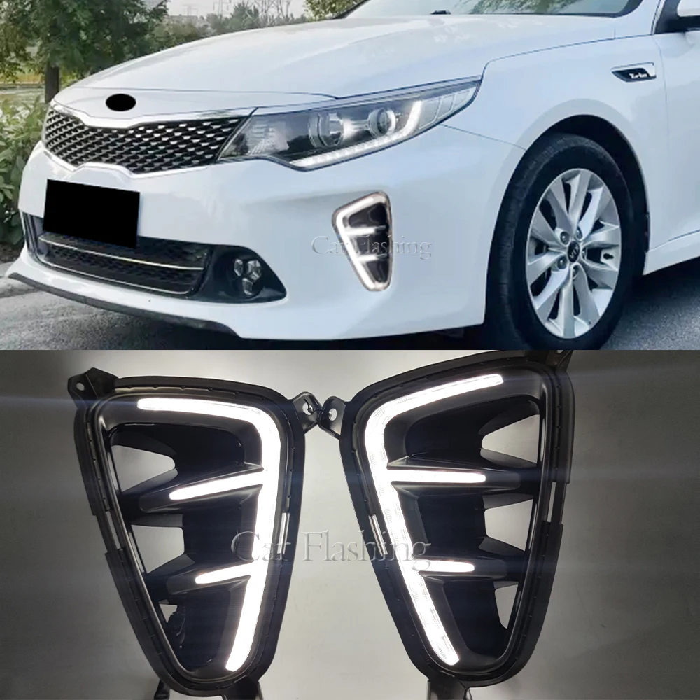Car Flashing 1 Pair LED DRL Daytime running light Fog Lamp For Kia K5 ...