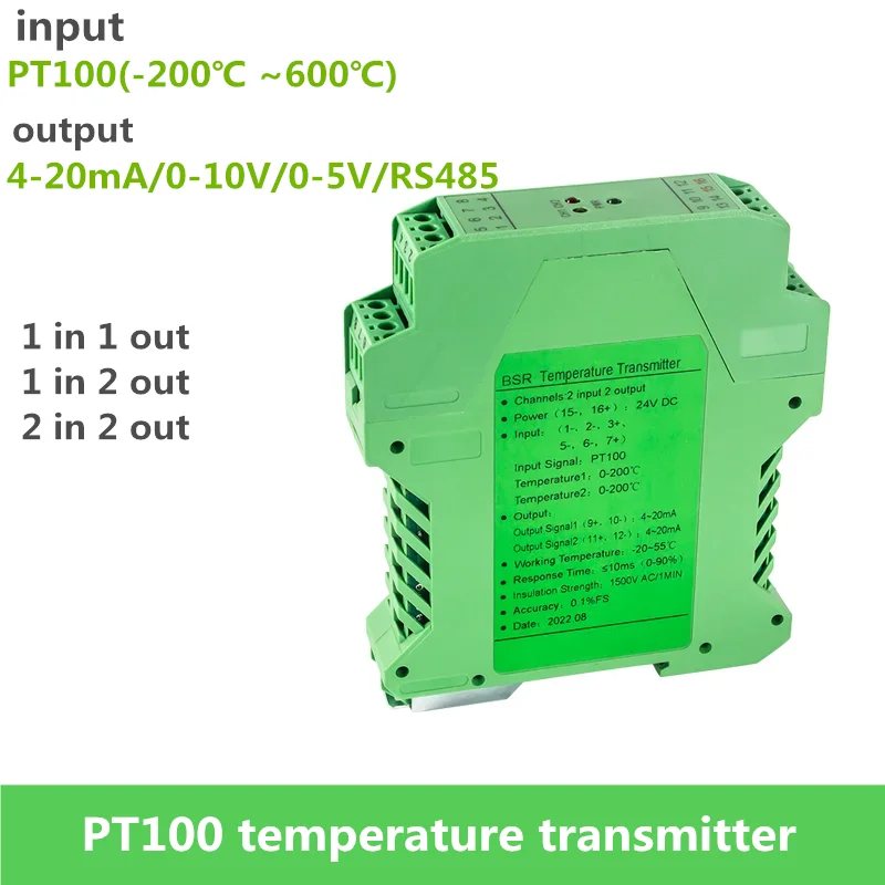 PT100-Temperature-Sensor-4-20mA-RS485-Transmitter-Thermal-Resistor ...