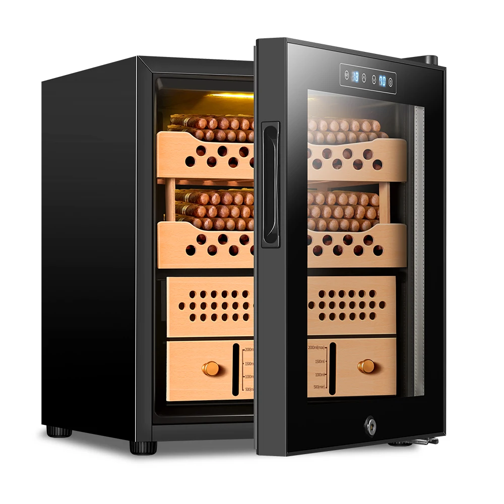 Intelligent-with-Cedar-Wood-Shelf-Humidor-Cigar-Cabinet-Compressor ...