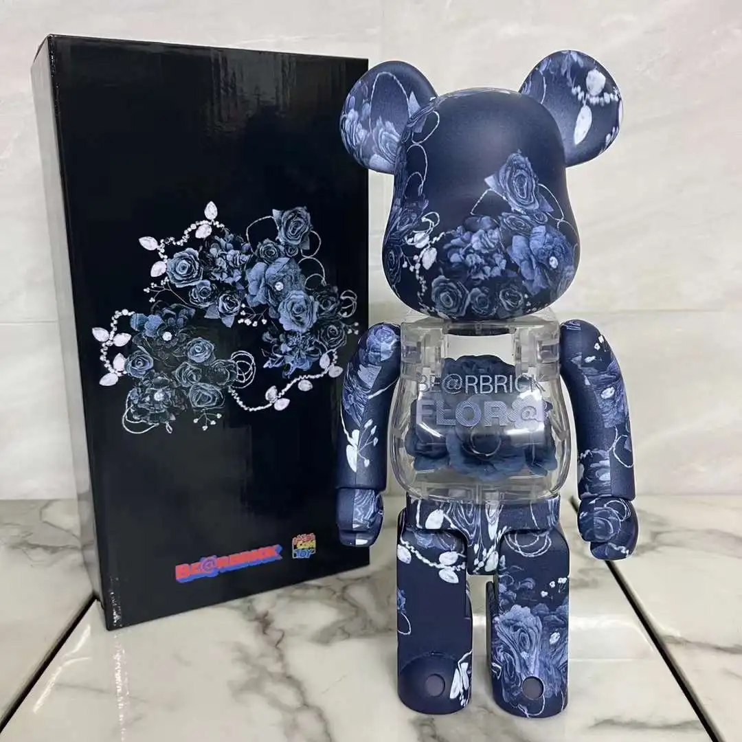 400-Bearbrick-Blue-Rose-Color-Box-Abs-Plastic-28cm-Height-Valentine-s ...