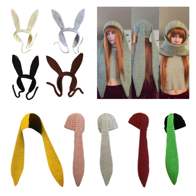 Rabbit-Hat-Long-Ears-Photo-Props-New-Year-Thick-Winter-Hat-Adults-Kids ...