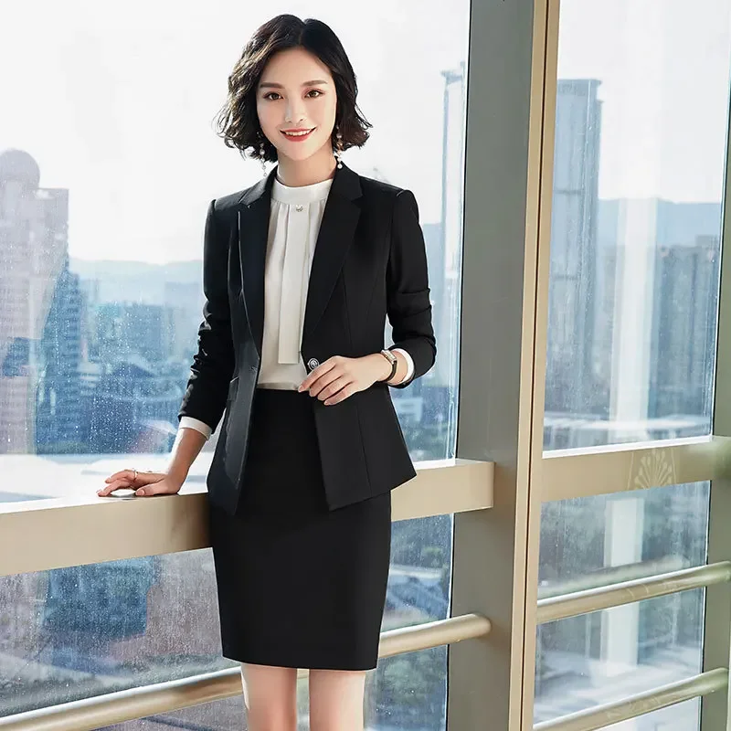 Black-Long-Sleeve-Women-s-Suit-For-Autumn-winter-Hotel-Front-Desk-Clerk ...